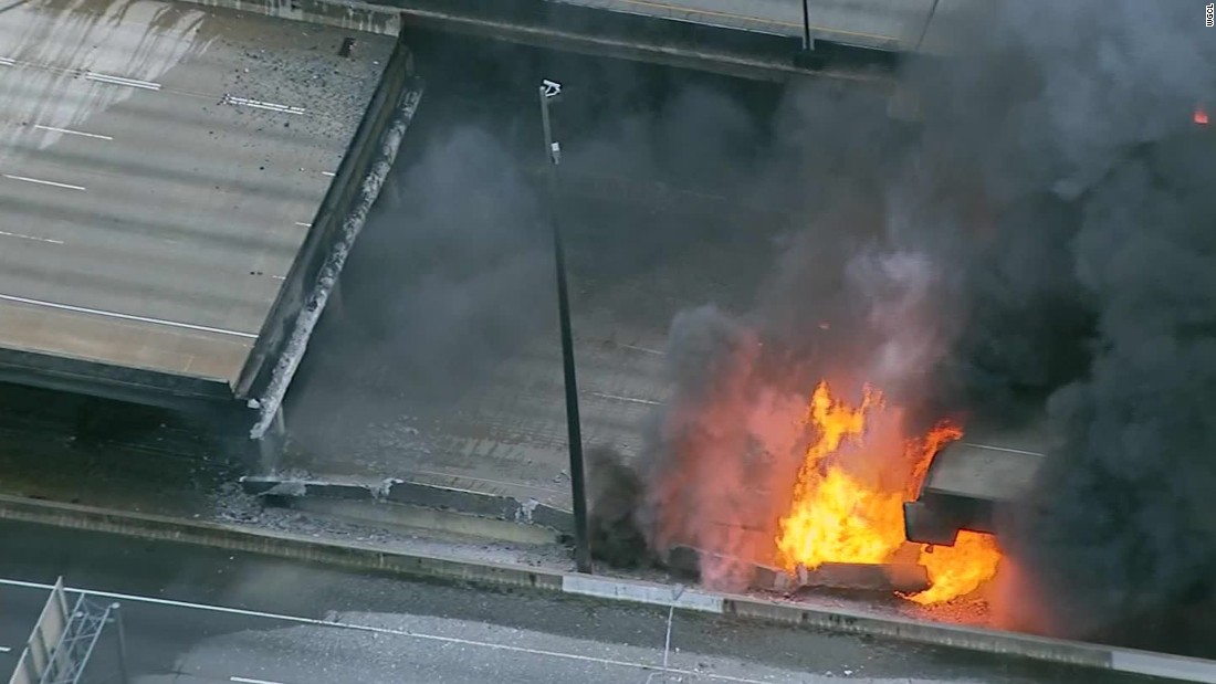 Major Fire Causes Atlanta's Interstate 85 to Collapse